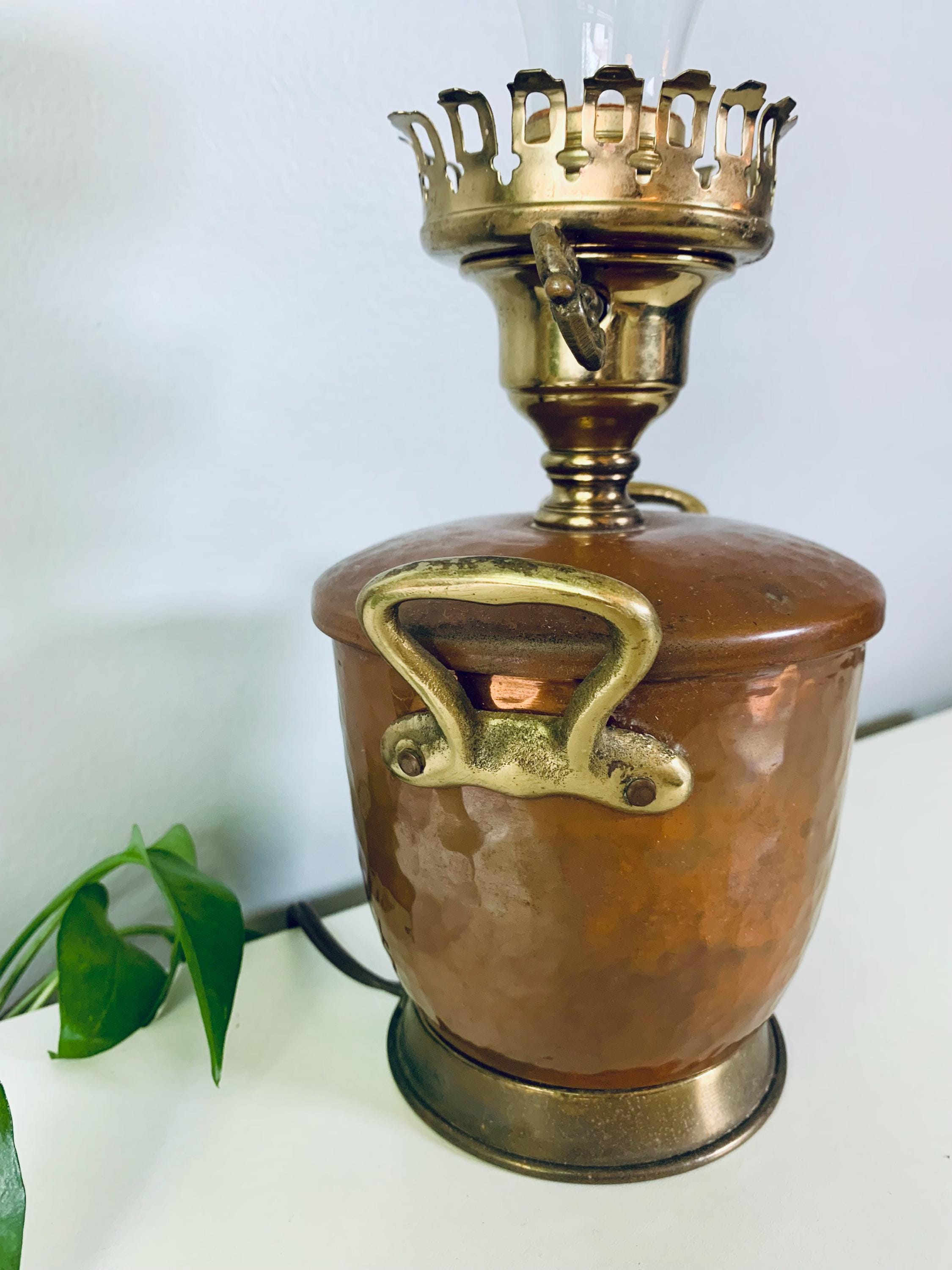 Vintage Electric Hurricane-style Lamp, Hammered Copper and Brass ...