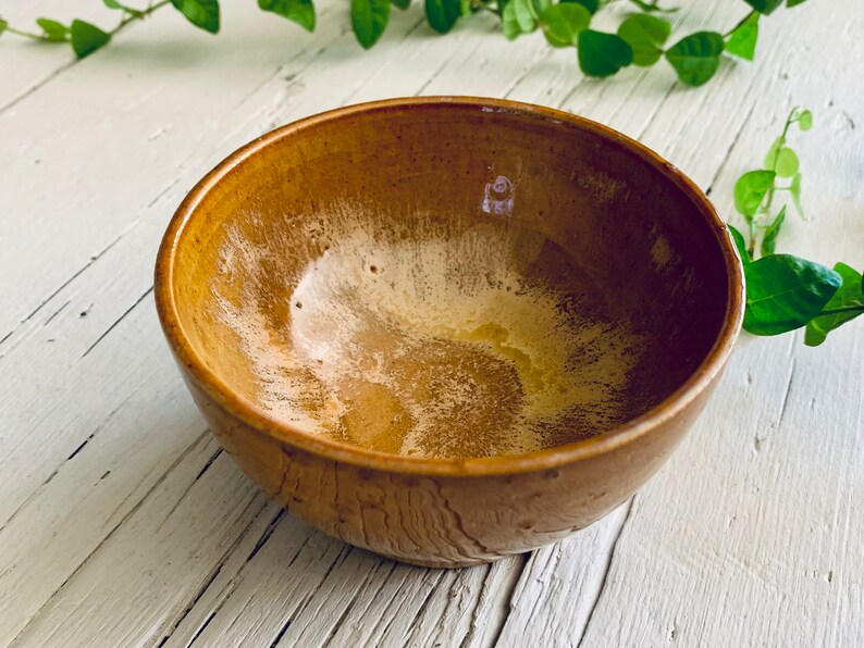 Small Vintage Pottery Bowl, Trinket or Jewelry Dish, Mustard Yellow ...