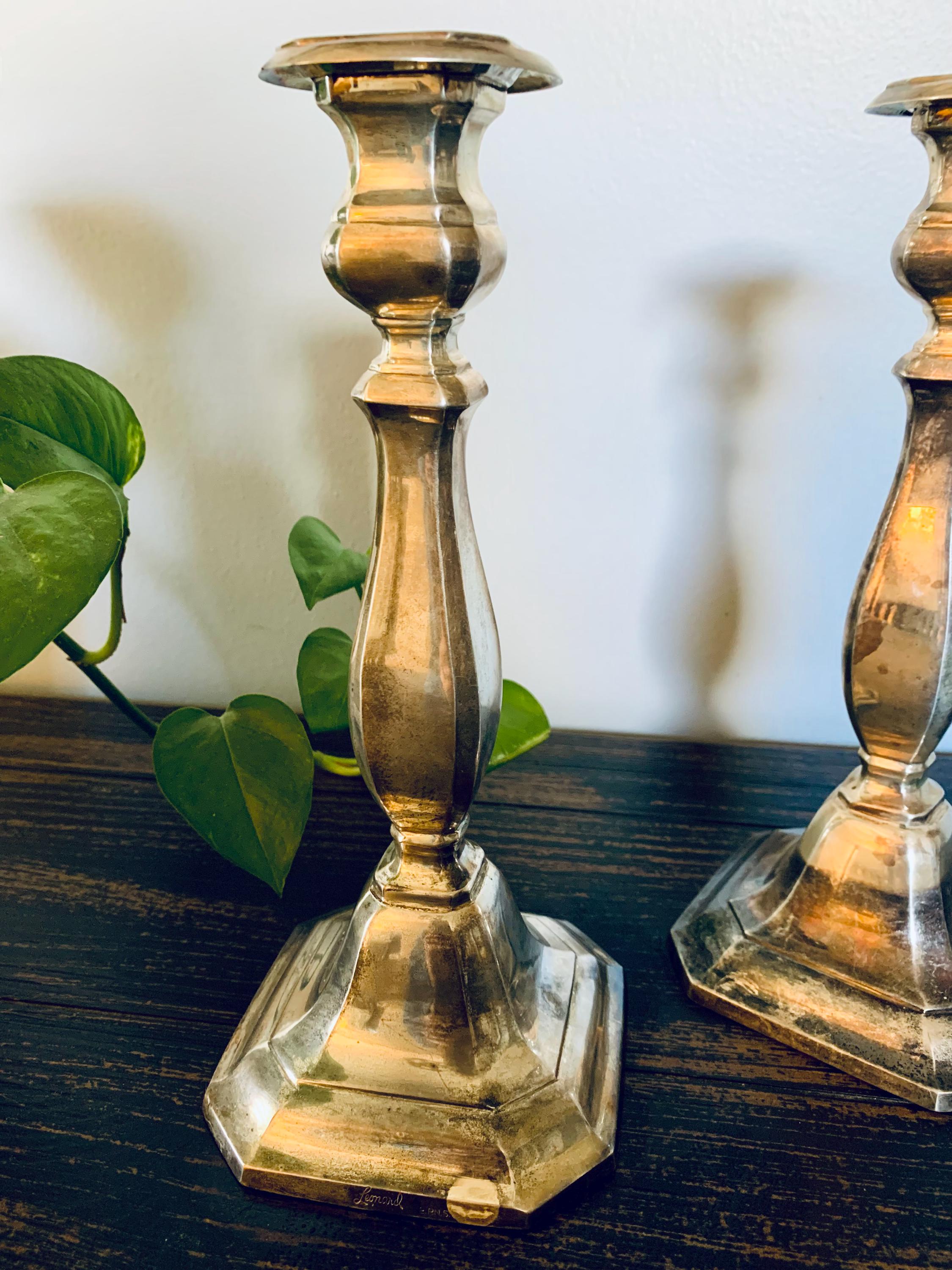 Large Vintage Silver Candlesticks, Made in India, Set of 2 - Etsy