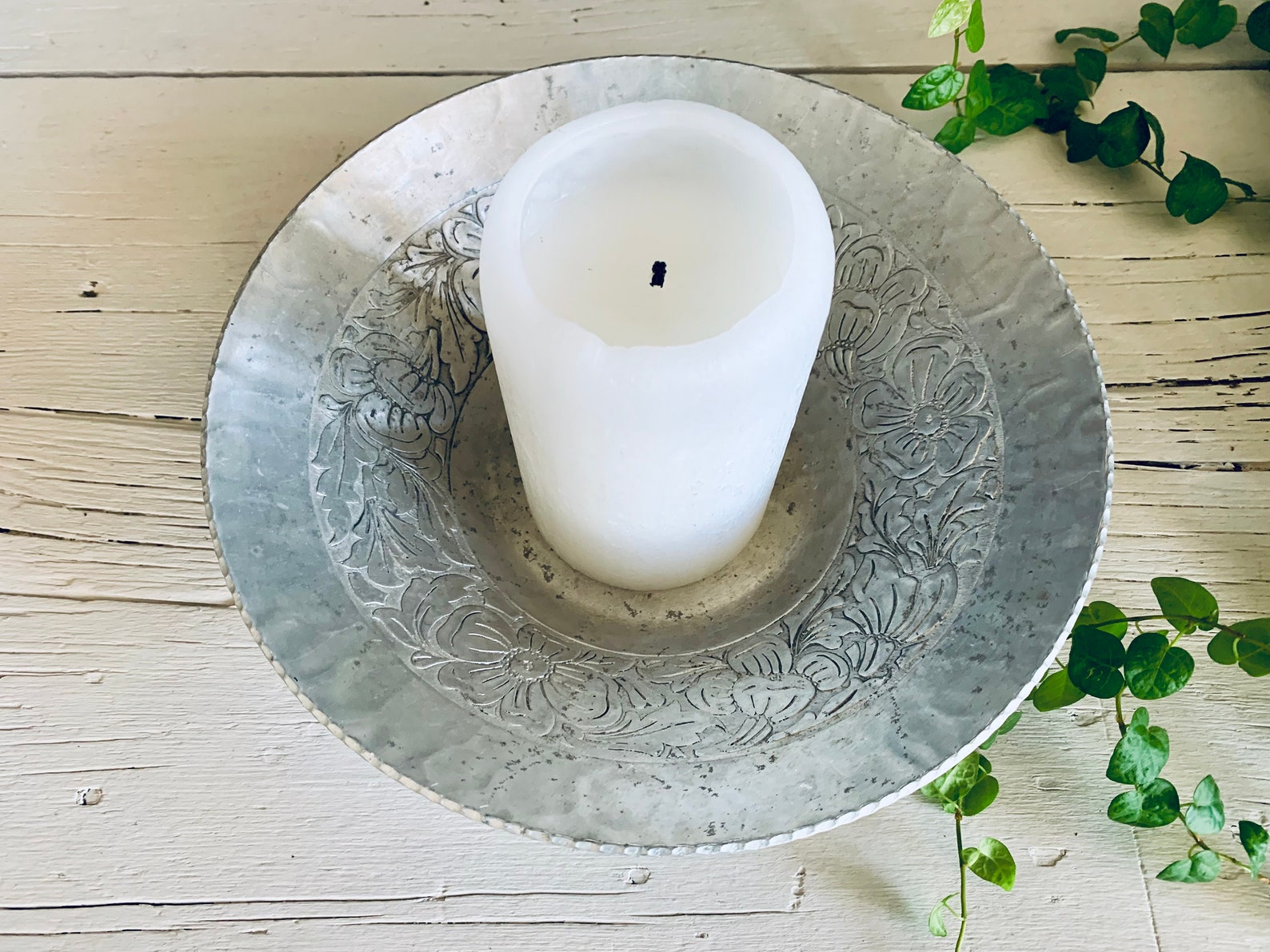 Hand Forged Silver Floral Etched Bowl, Everlast Metal - Etsy