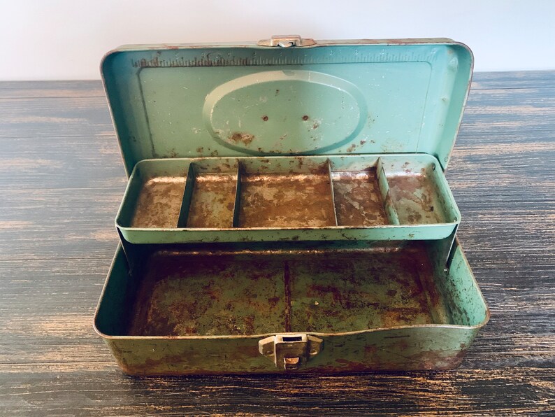 Chippy, Rusty Green Union Toolbox, Metal Storage Box - Etsy