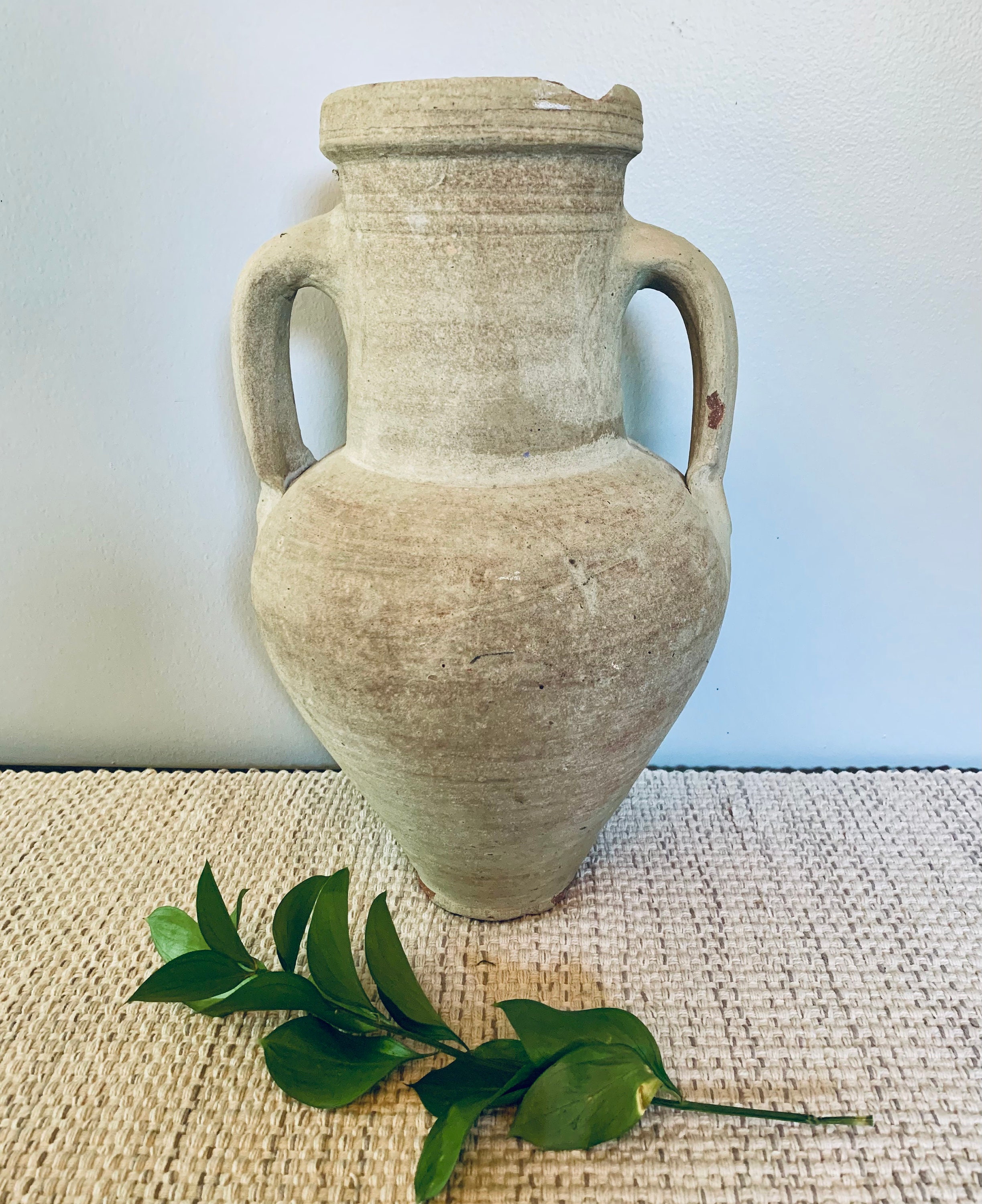 Large Vintage Terracotta Clay Jug, Vase, Turkish Style Pottery Vessel ...