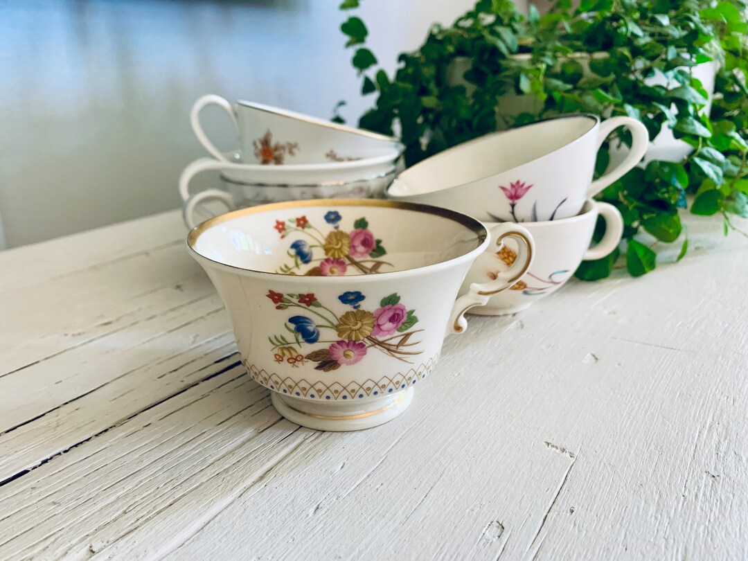 Assorted Vintage Floral Tea Cups, Set of 6 - Etsy