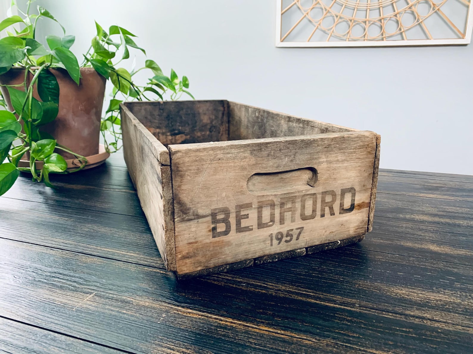 Antique Divided Wood Crate, Bedford 1957, Large 24 Inch - Etsy