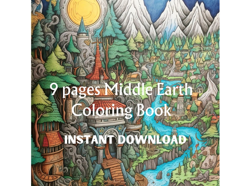 Middle Earth Coloring Book for Kids and Adults.9 Pages High Quality ...