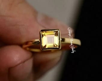 Ring Genuine Yellow Topaz-november Birthstone Ring-yellow Gemstone ...