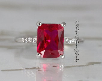 Marquise Ruby Ring, Nature Ruby Ring, July Birthstone, Dainty Ring, Sterling Silver Ruby Ring ...
