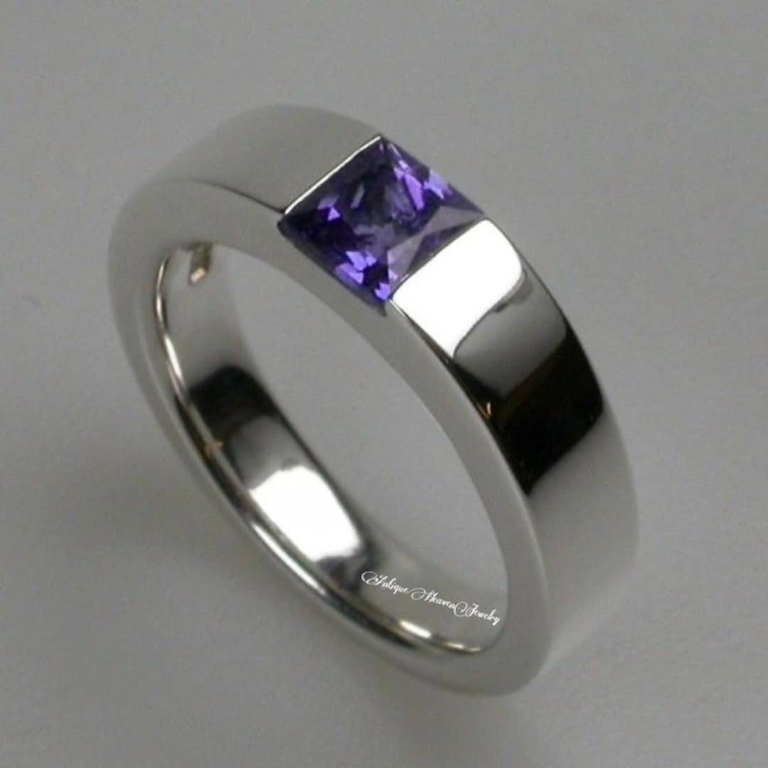 Men's Alexandrite Ring, Simple Band Ring Promise Ring, June Birthstone ...