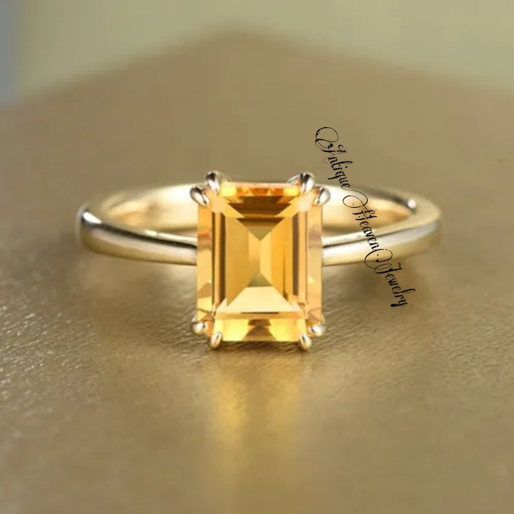 Ring Genuine Yellow Topaz-november Birthstone Ring-yellow Gemstone ...