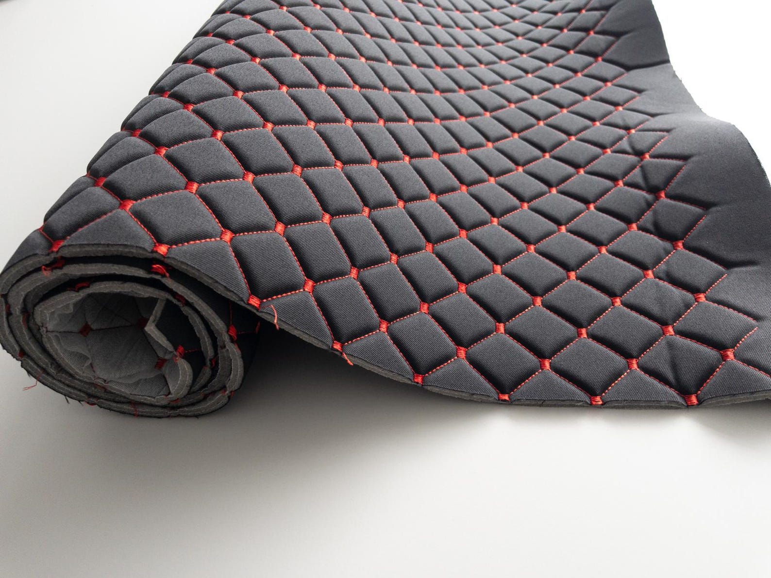 Black/red Diamond Stitch Embossed Fabric Lining Car Upholstery ...