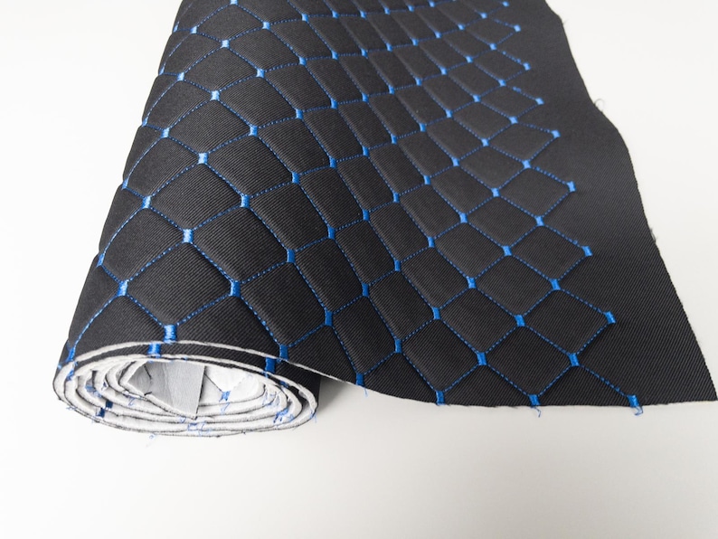 Black/blue Diamond Stitch Embossed Fabric Lining Car Upholstery ...