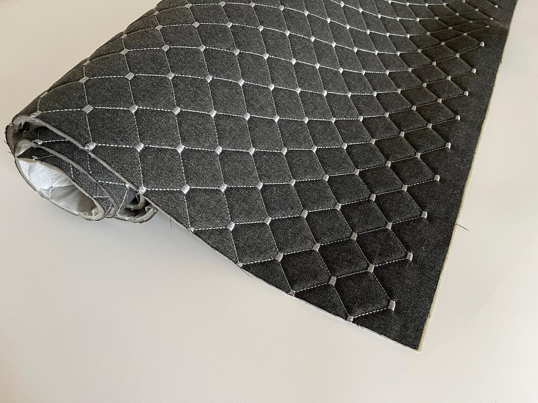 Diamond Stitch Embossed Upholstery Fabric Lining Car GRAY/WHITE 165 Cm ...