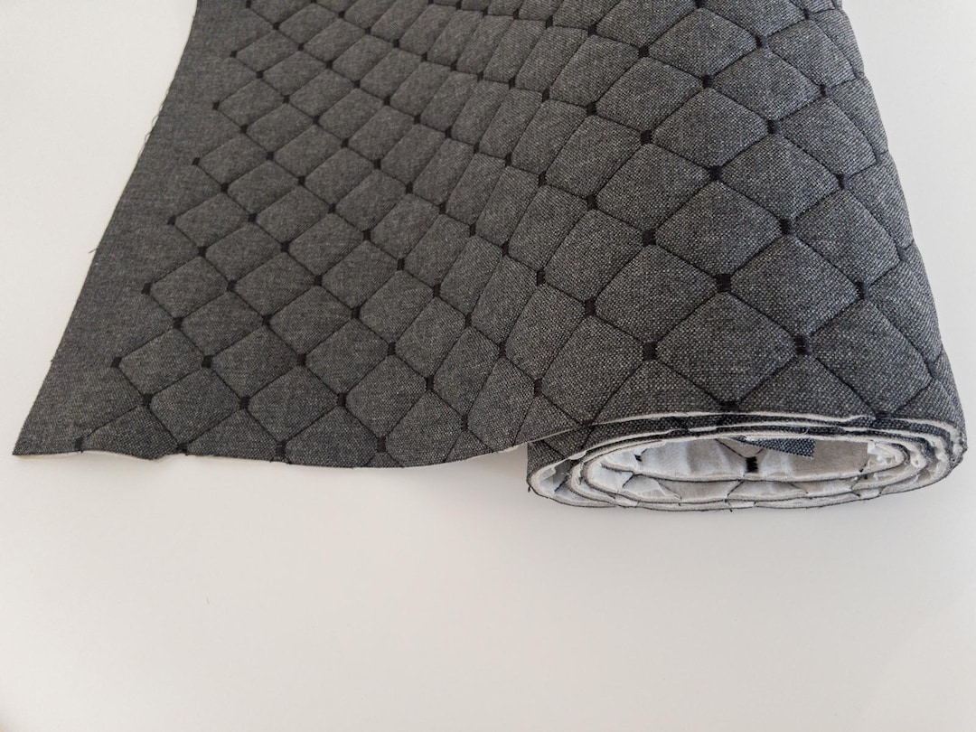 Diamond Stitch Embossed Upholstery Fabric Lining Car GRAY/BLACK 165 Cm ...