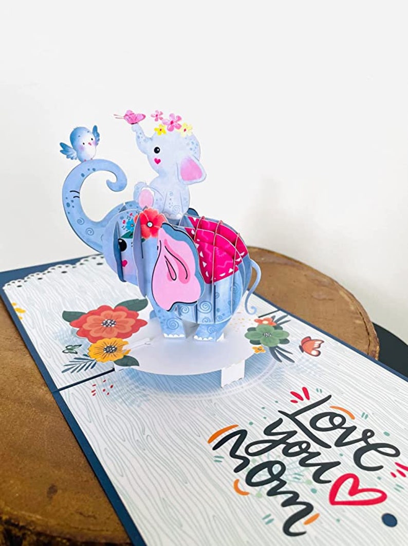 Elephant Mommy and Baby 3D Pop up Card.mother’s Day Collection.sweet ...