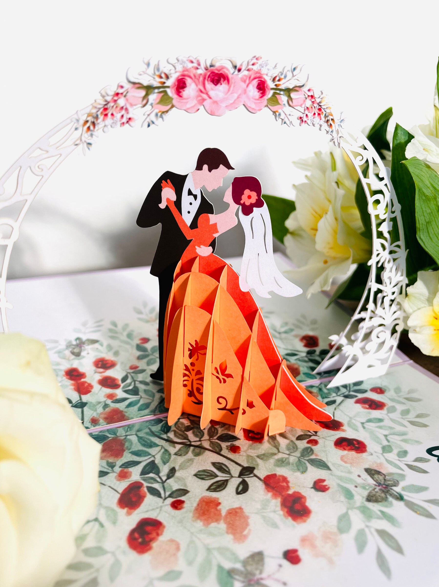 Wedding Couple Pop up 3D Card. Special Occasion happy Wedding. A ...