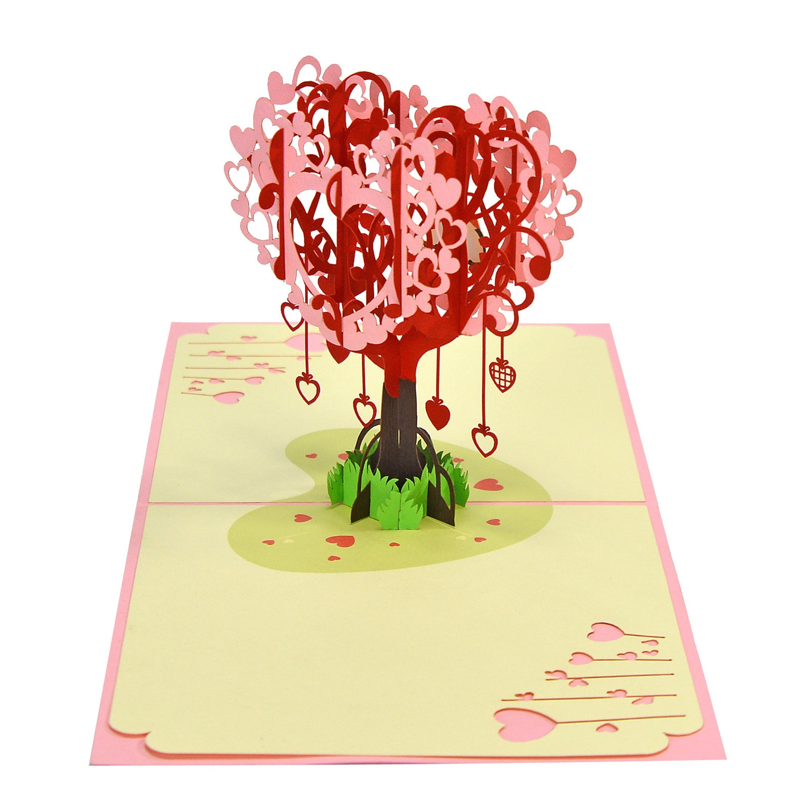Love Birds in Heart Tree Pop up 3D Card. Romantic Valentines Greeting ...
