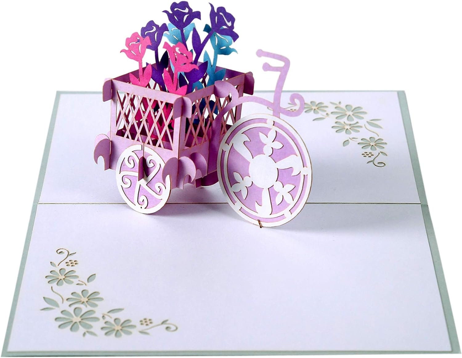 Flower Tricycle Basket Pop up 3D Card. Flower Spring Collection. for ...
