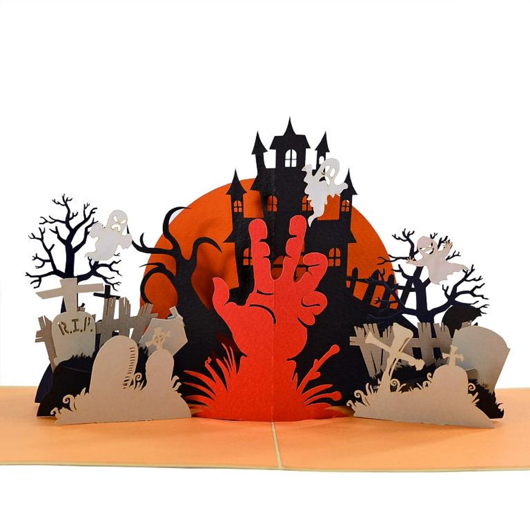 Halloween Haunted House Pop-up Card: 3D Graveyard Scene - Etsy