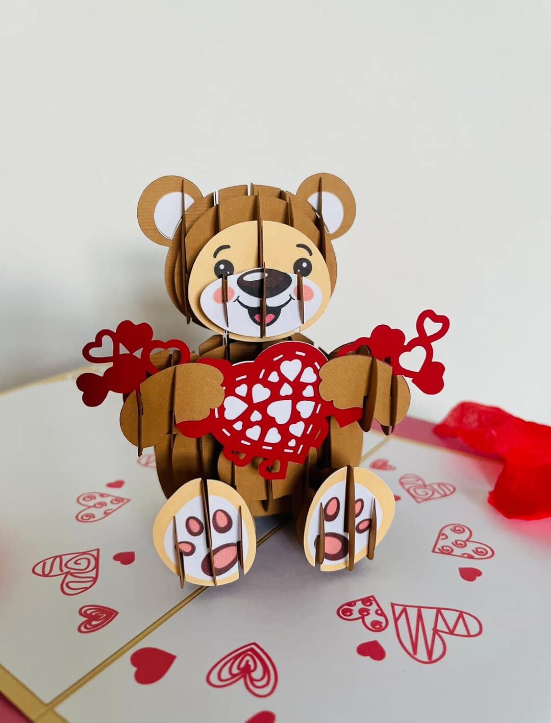 Love Teddy Bear Pop up 3D Card.perfect Wedding, Anniversary, Thank You ...