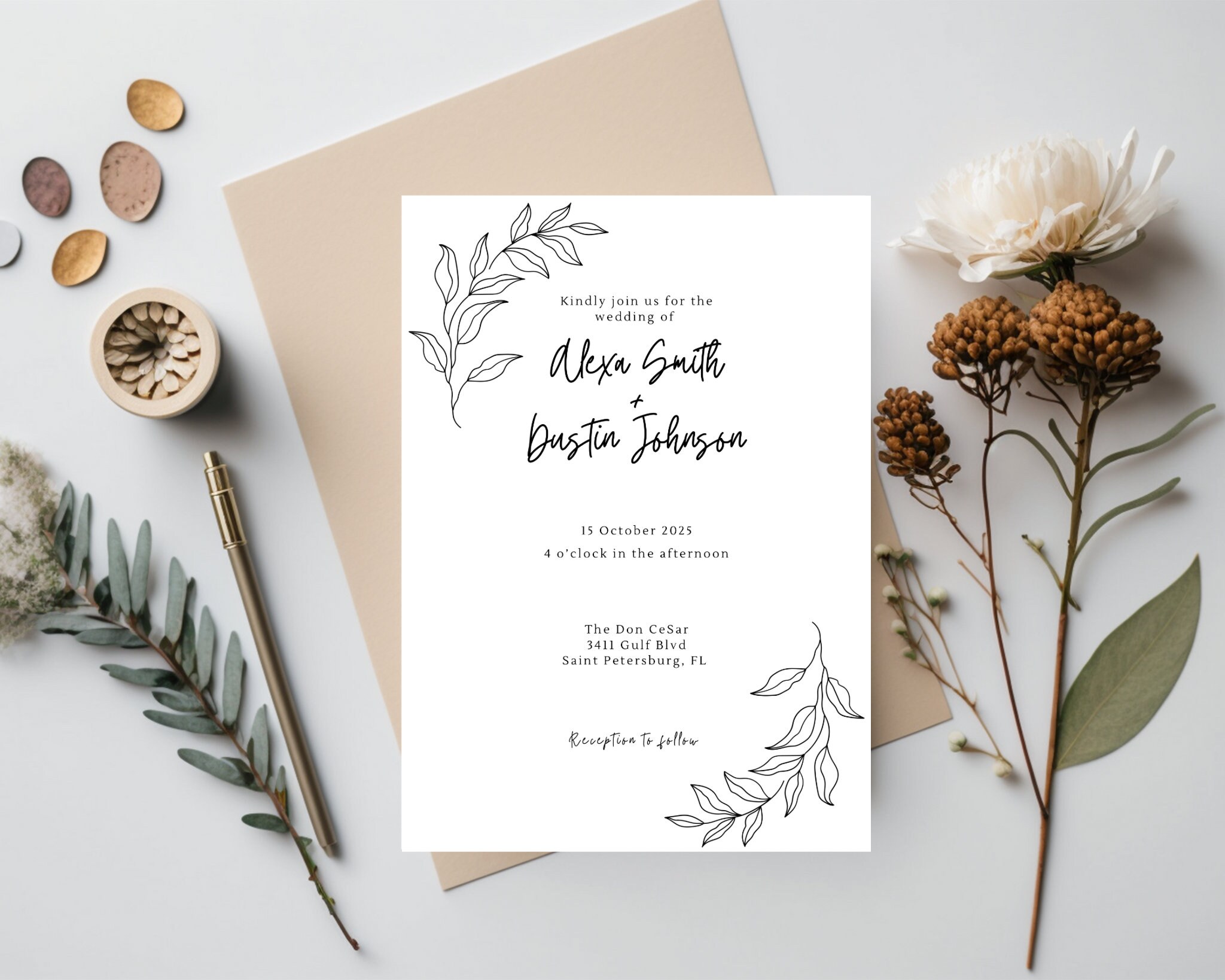 Modern Simple Wedding Invitations, Editable Simple Wedding Invitation ...