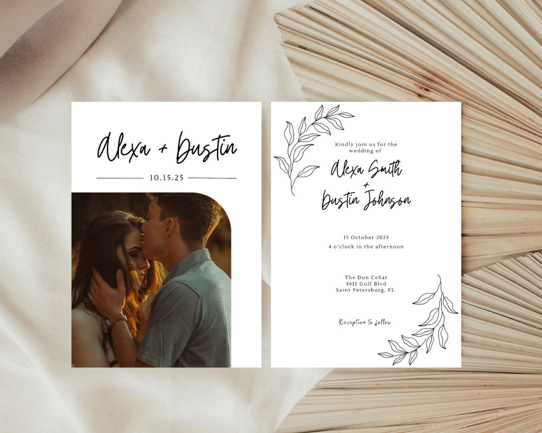 Modern Simple Wedding Invitations, Editable Simple Wedding Invitation ...