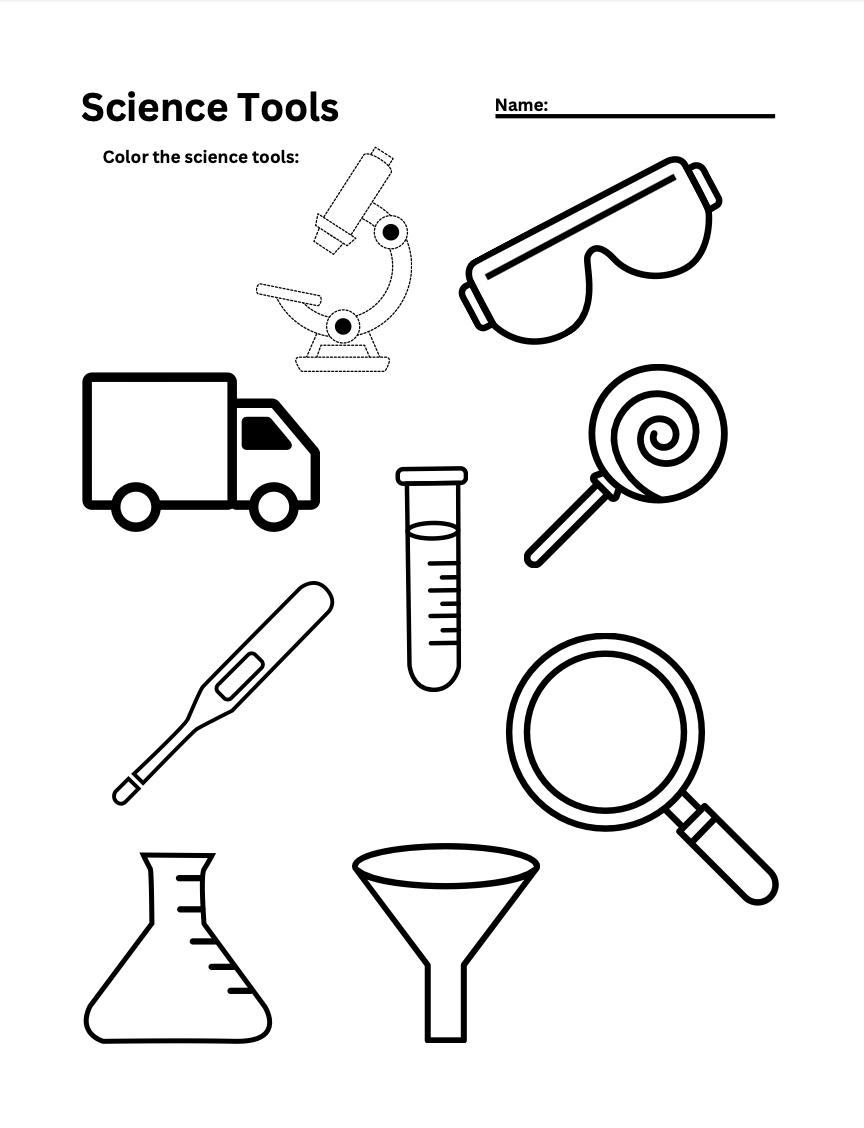 Science Tools Worksheet – K-2 Grades, Homeschool Printable (digital ...