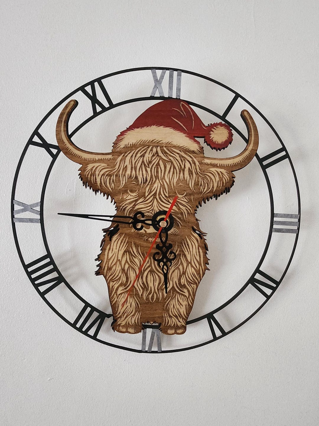 Highland Cow Christmas Themed Wall Clock - Etsy