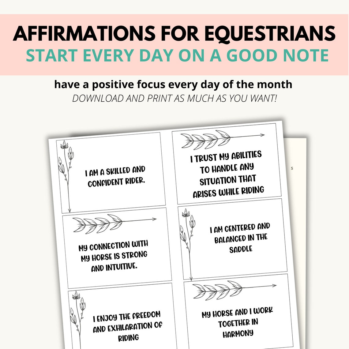 Positive Affirmations for Equestrians, Daily Affirmations for Horse ...