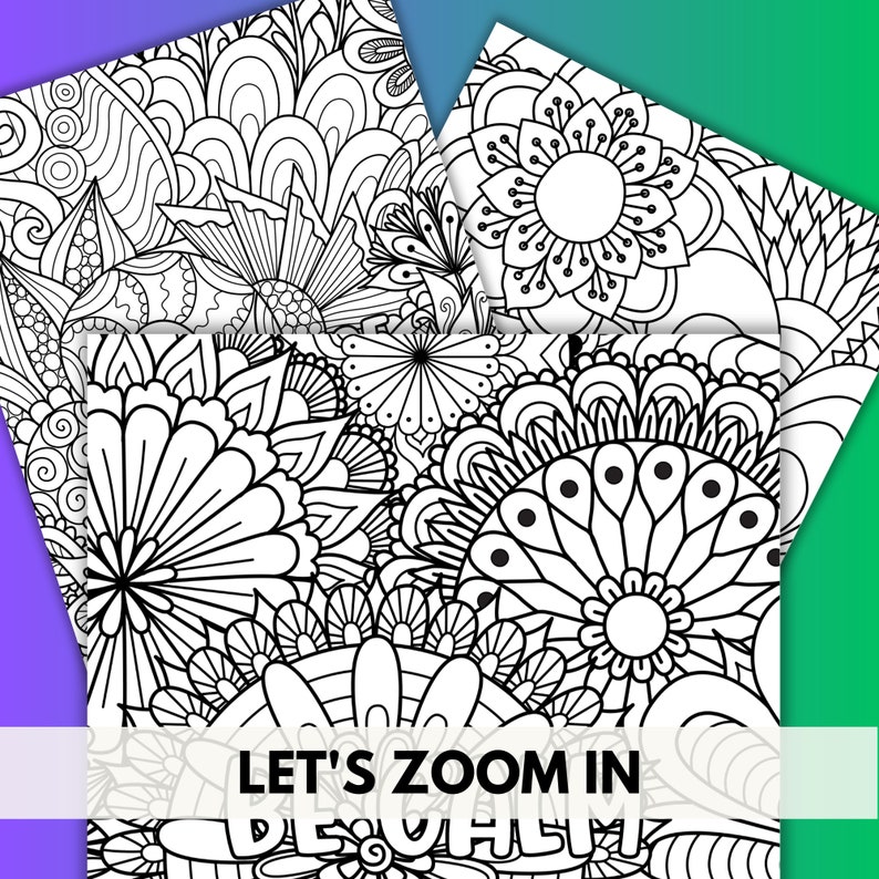 Printable Mindful Mantra Adult Coloring Book, Positive Affirmation ...