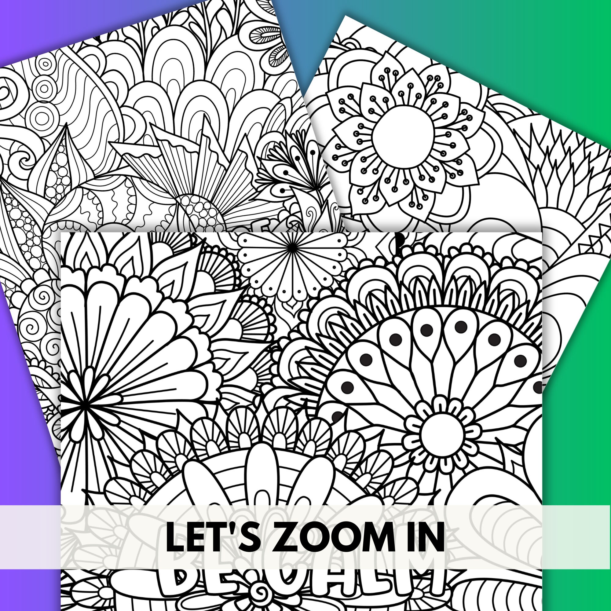Printable Mindful Mantra Adult Coloring Book, Positive Affirmation ...