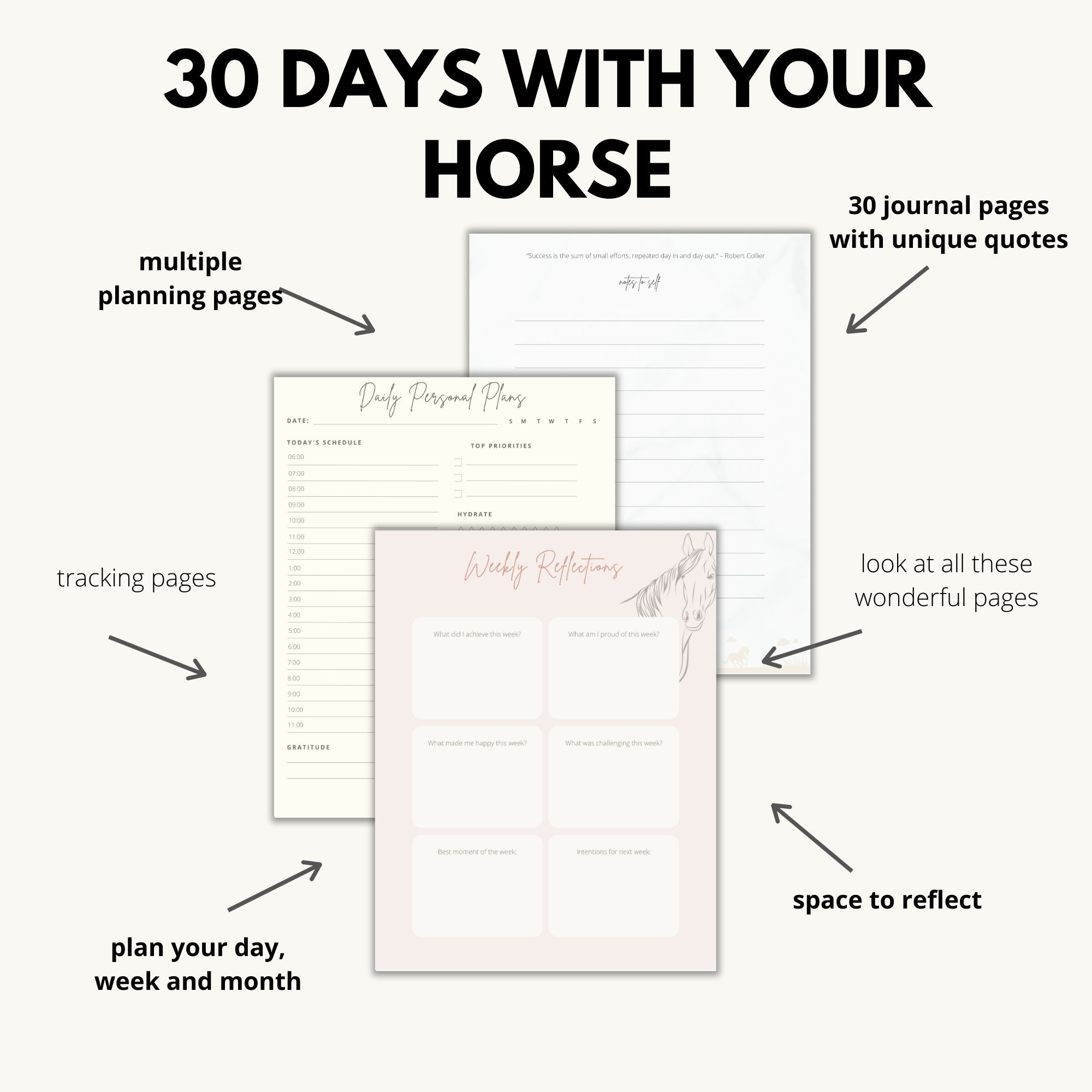 30 Days With Your Horse Printable Planner | Printable Equestrian ...