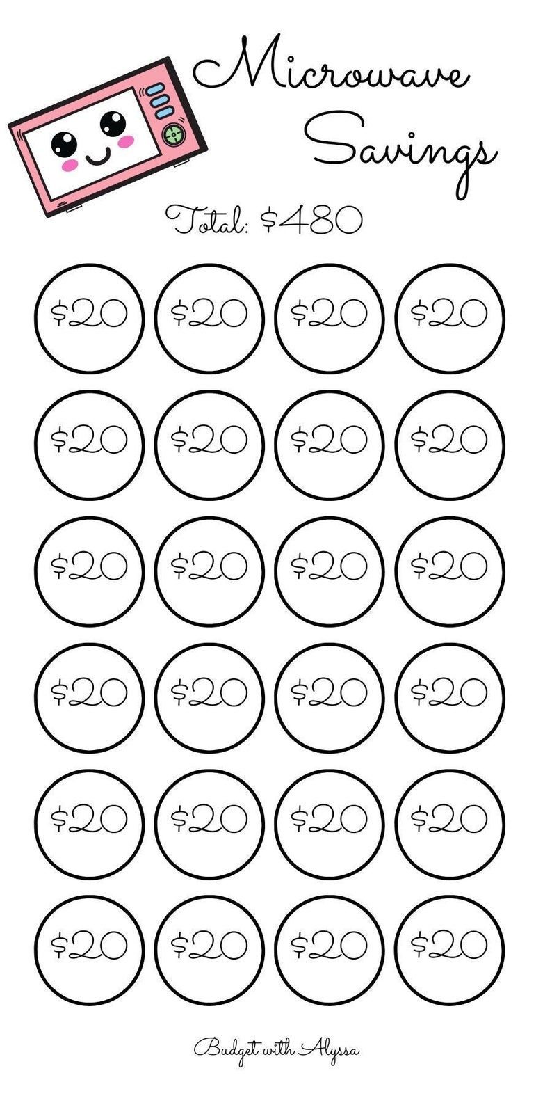 Microwave Savings Challenge - Etsy