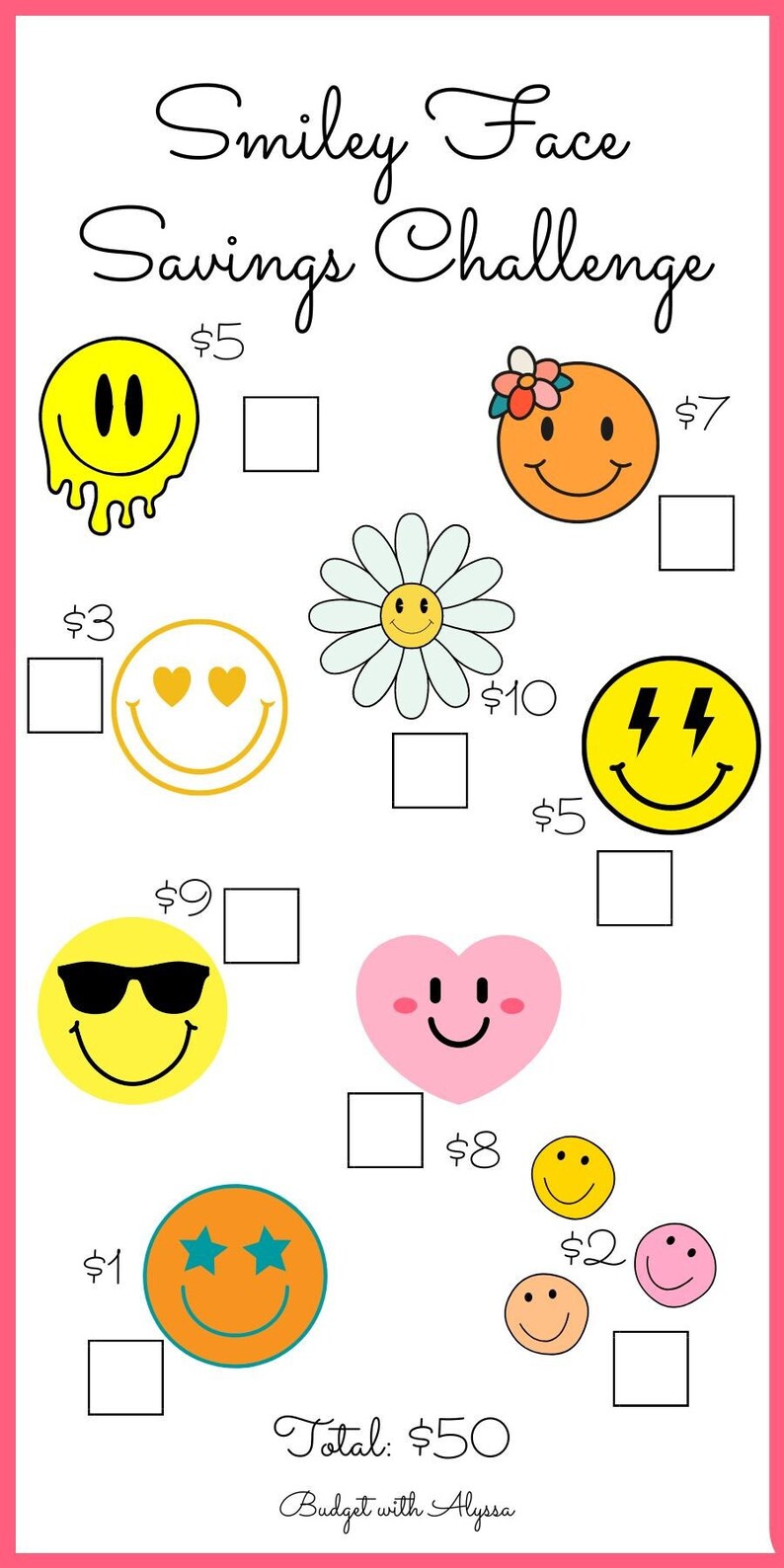Mini Smiley Face Savings Challenge - Etsy