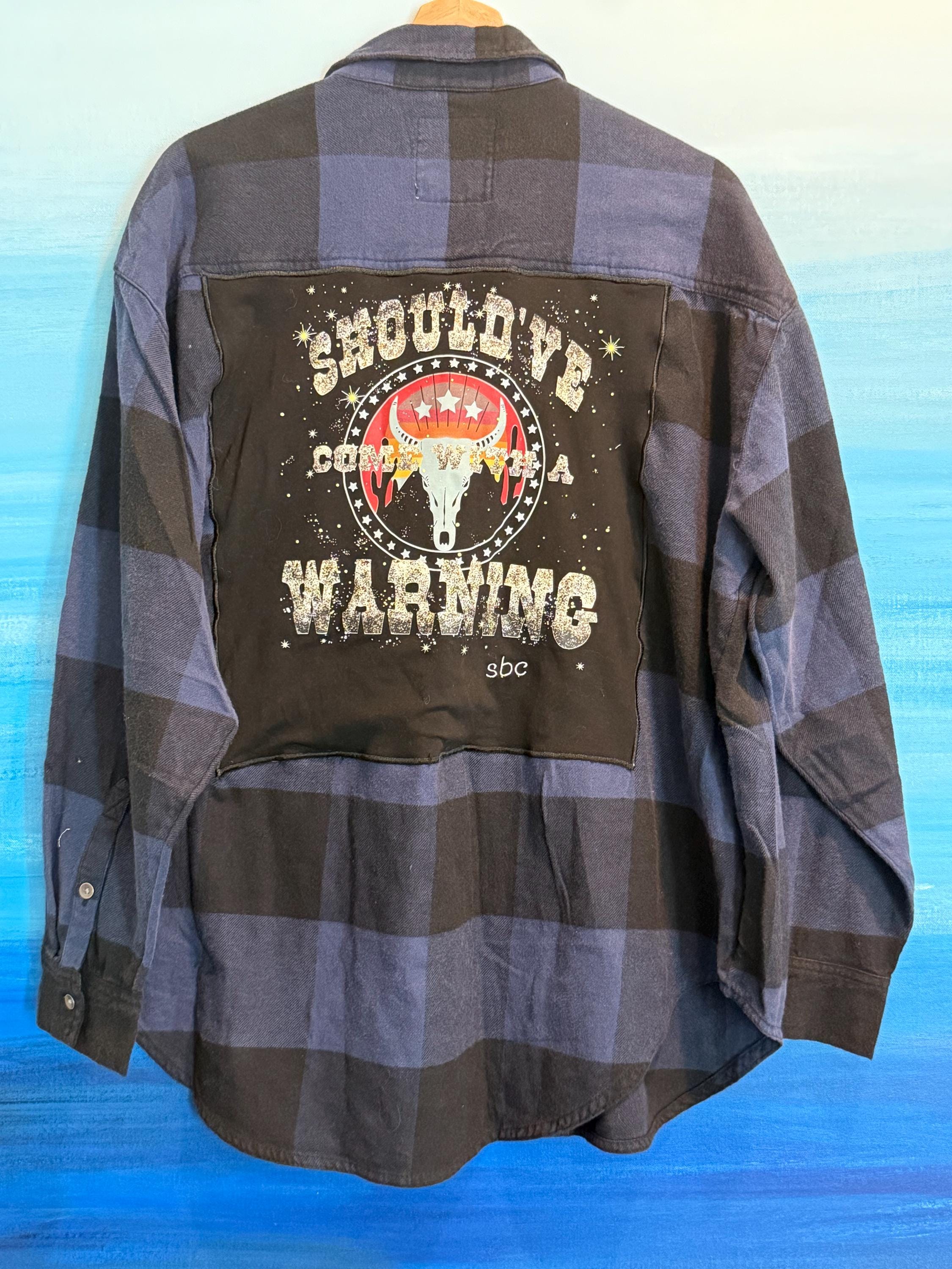 Upcycled Flannel Shirt With Band Tee: Grunge Rock Style - Etsy