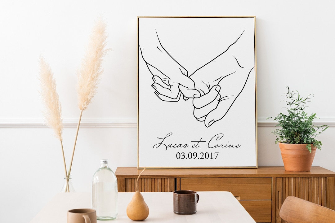 Personalized Poster of Couple Holding Hands With Date and First Name ...
