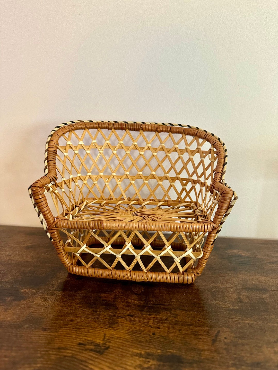 Small Wicker Bench Plant Stand - Etsy