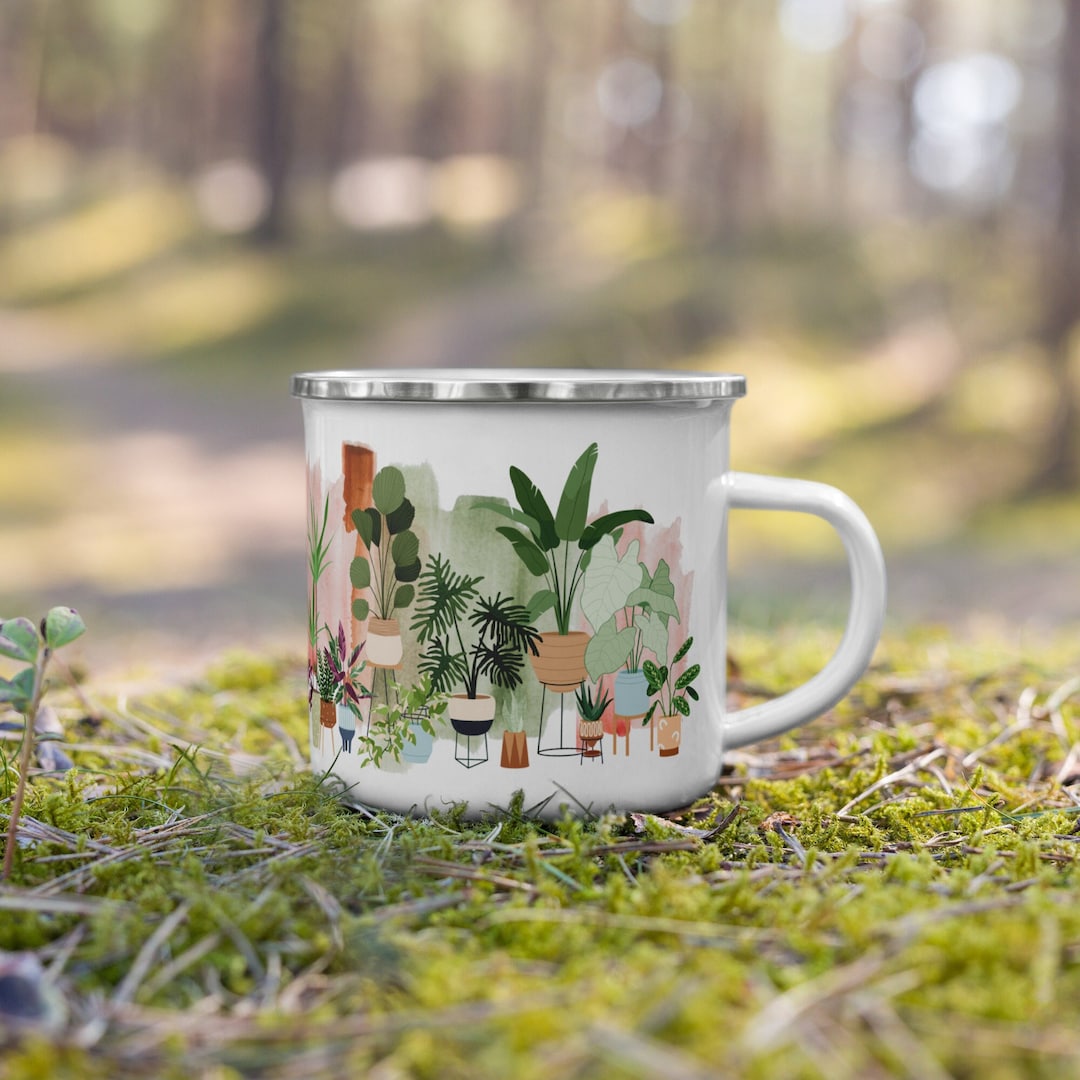 Plant Lover Mug, Plant Lover Gift, Plant Enamel Mug, House Plants ...