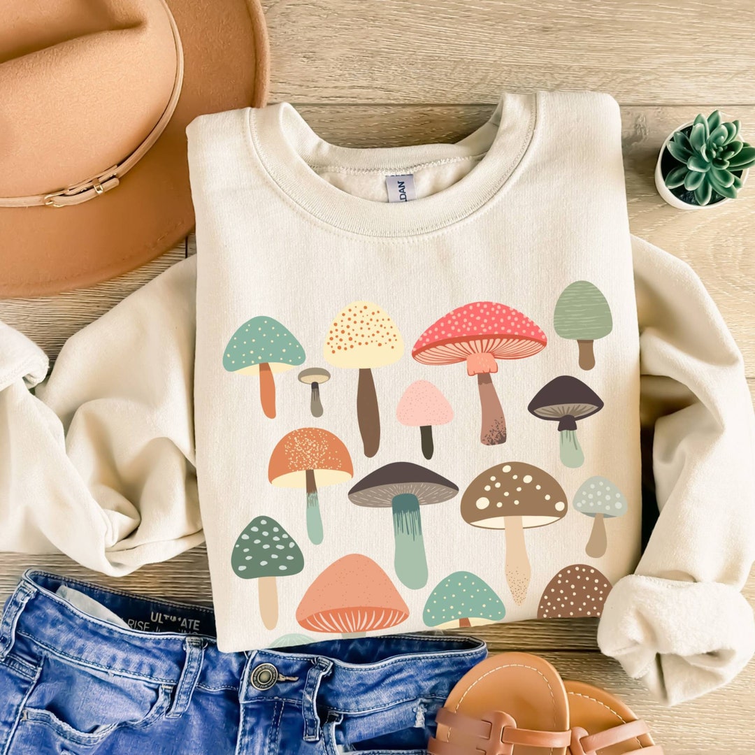 Mushroom Sweatshirt, Cottagecore Sweatshirt, Mushrooms, Mushroom Gift ...