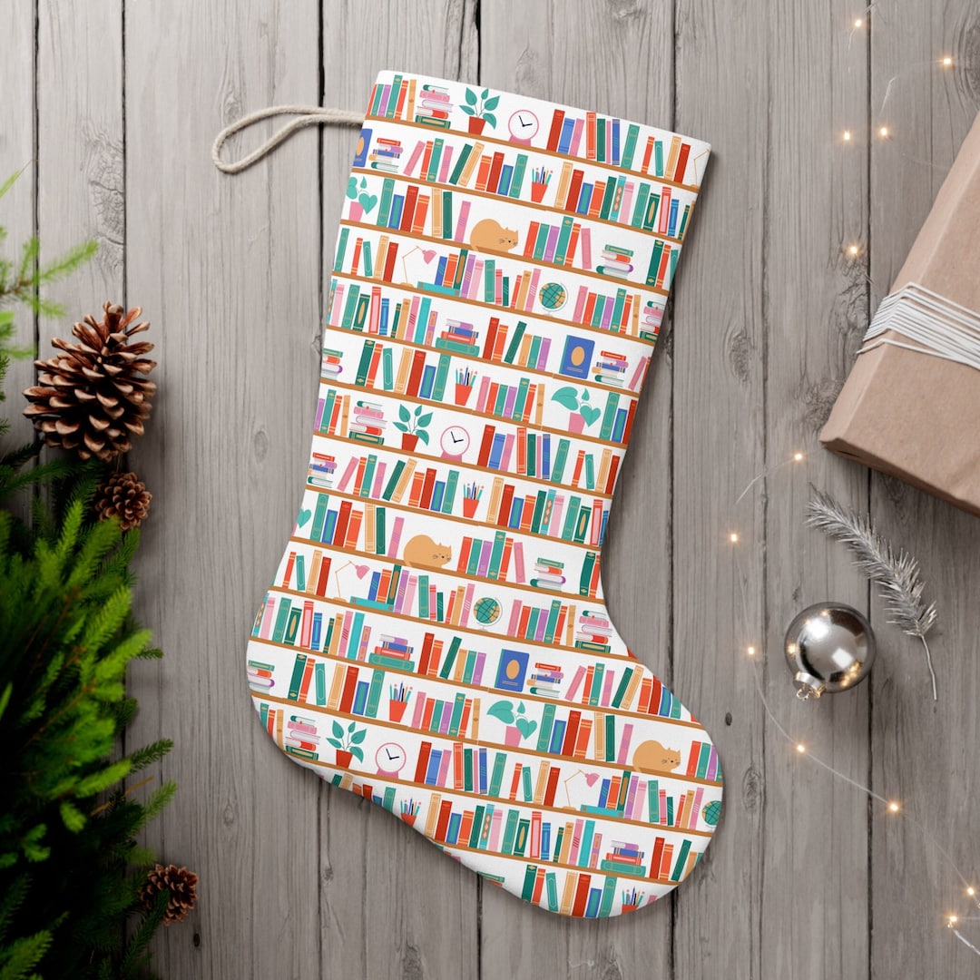 Large Book Lovers Christmas Stocking, Bookish Gift, Christmas Gift ...