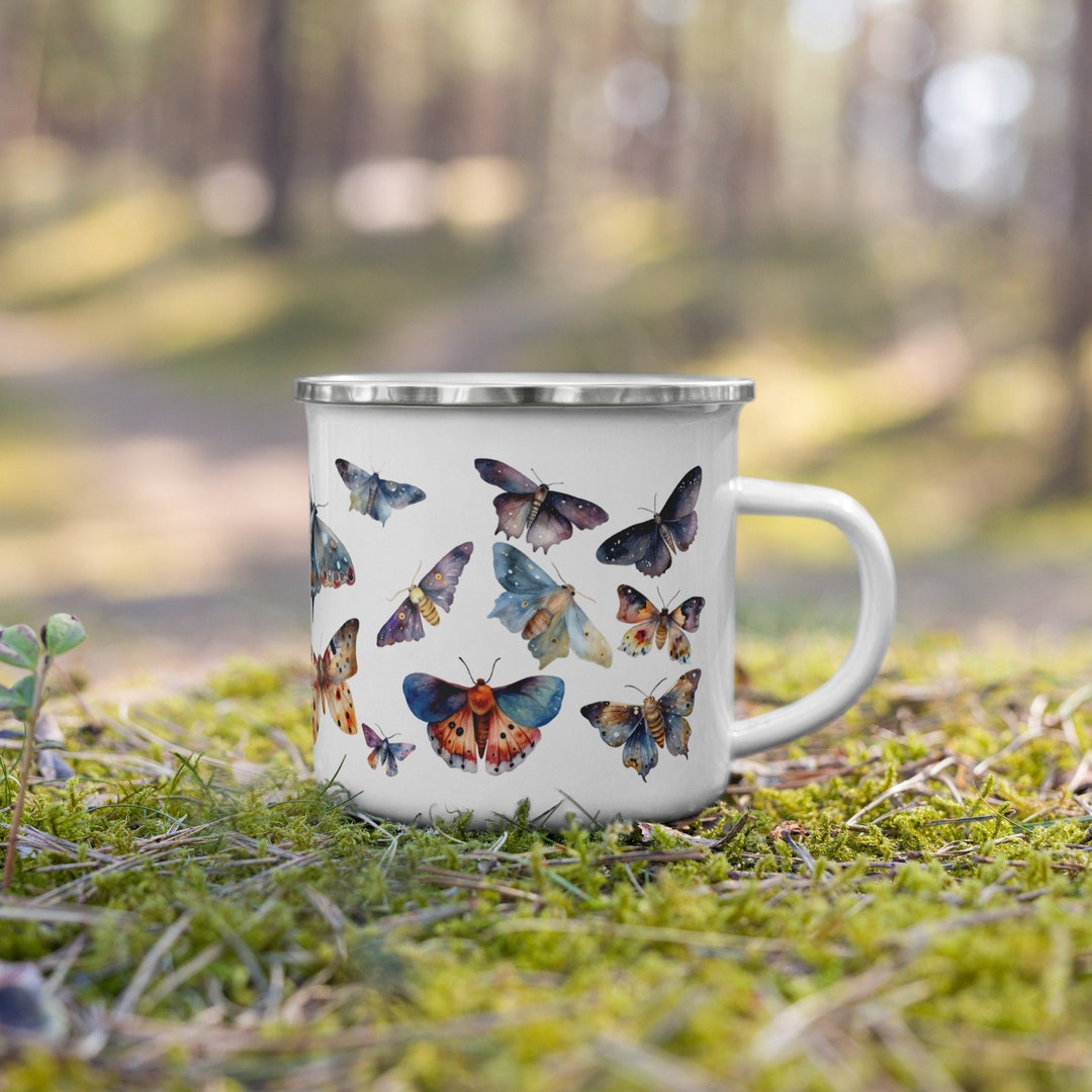 Enamel Camping Mug, Moth Mug, Moth Gift, Insect Mug, Cottagecore Gift ...