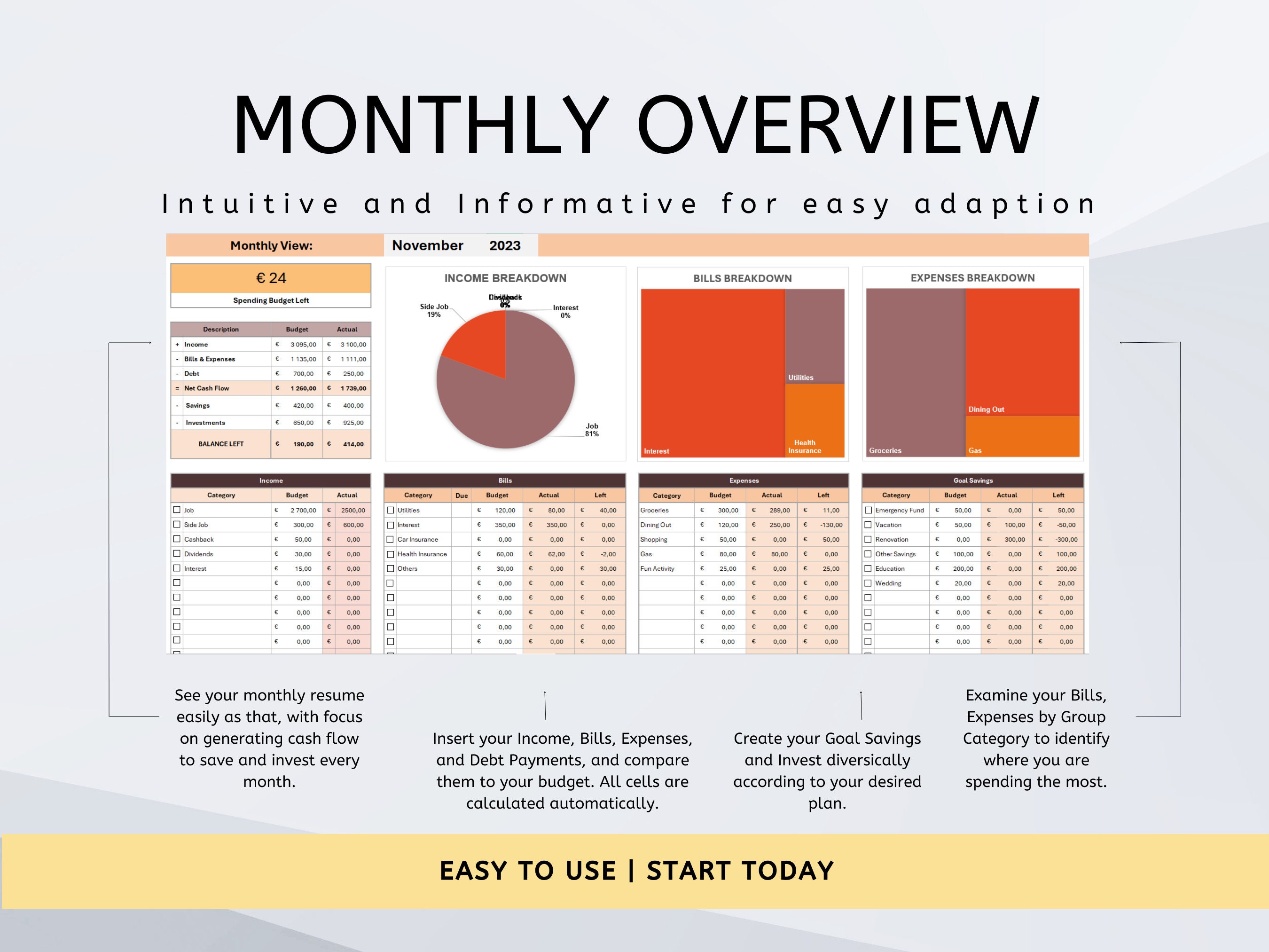 Money Mindset Excel Net Worth Tracker Investment Portfolio Annual Budget Debt Payoff Recorder ...