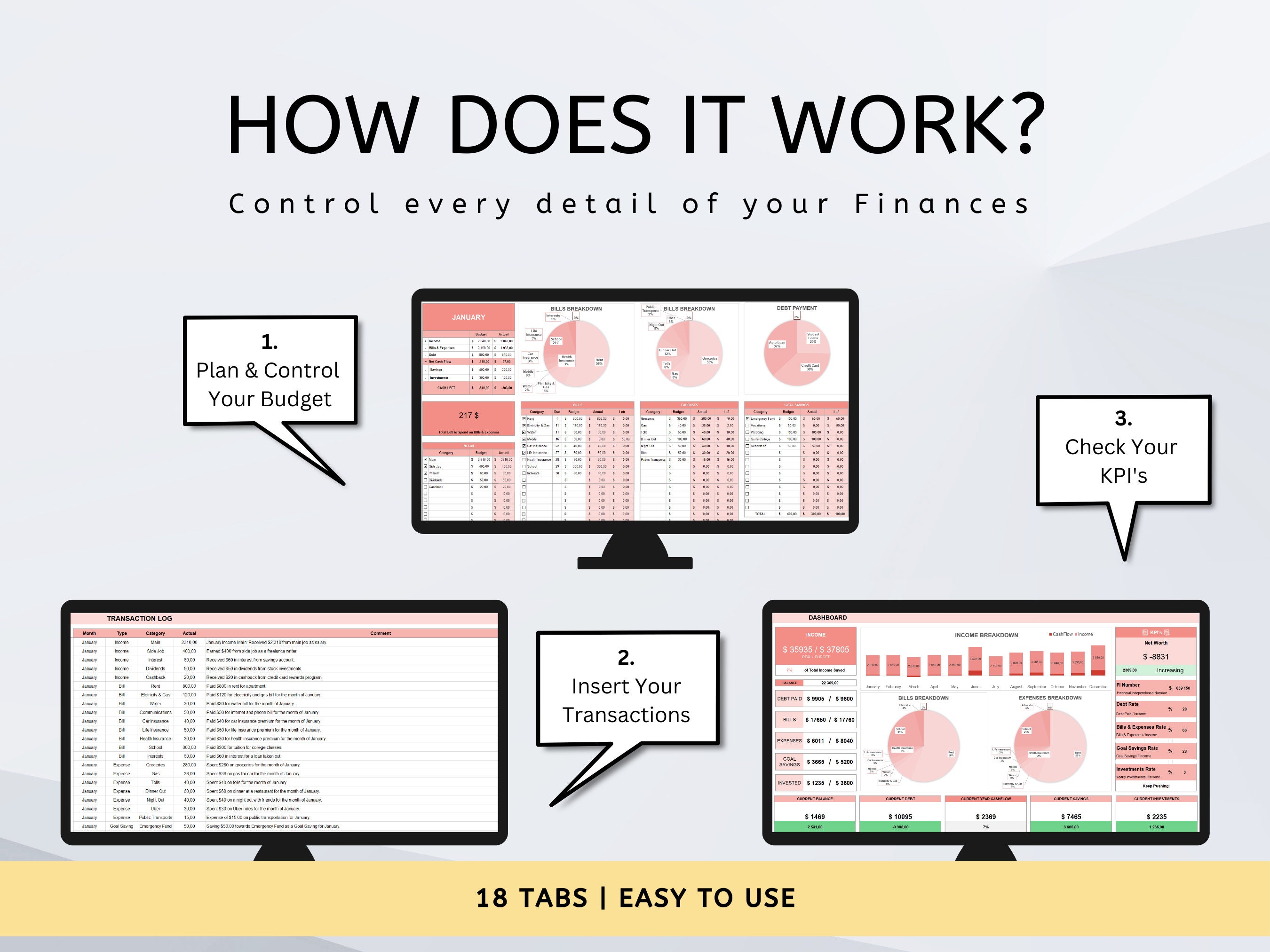 Excel Monthly Budget Finance Tracker, Annual Budget Spreadsheet ...