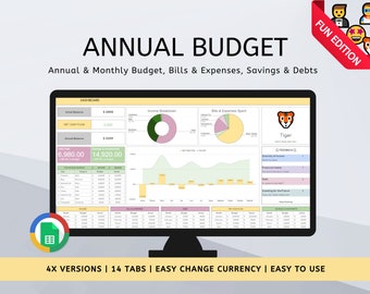 Annual Budget Spreadsheet, Monthly Budget, Google Sheets Budget ...