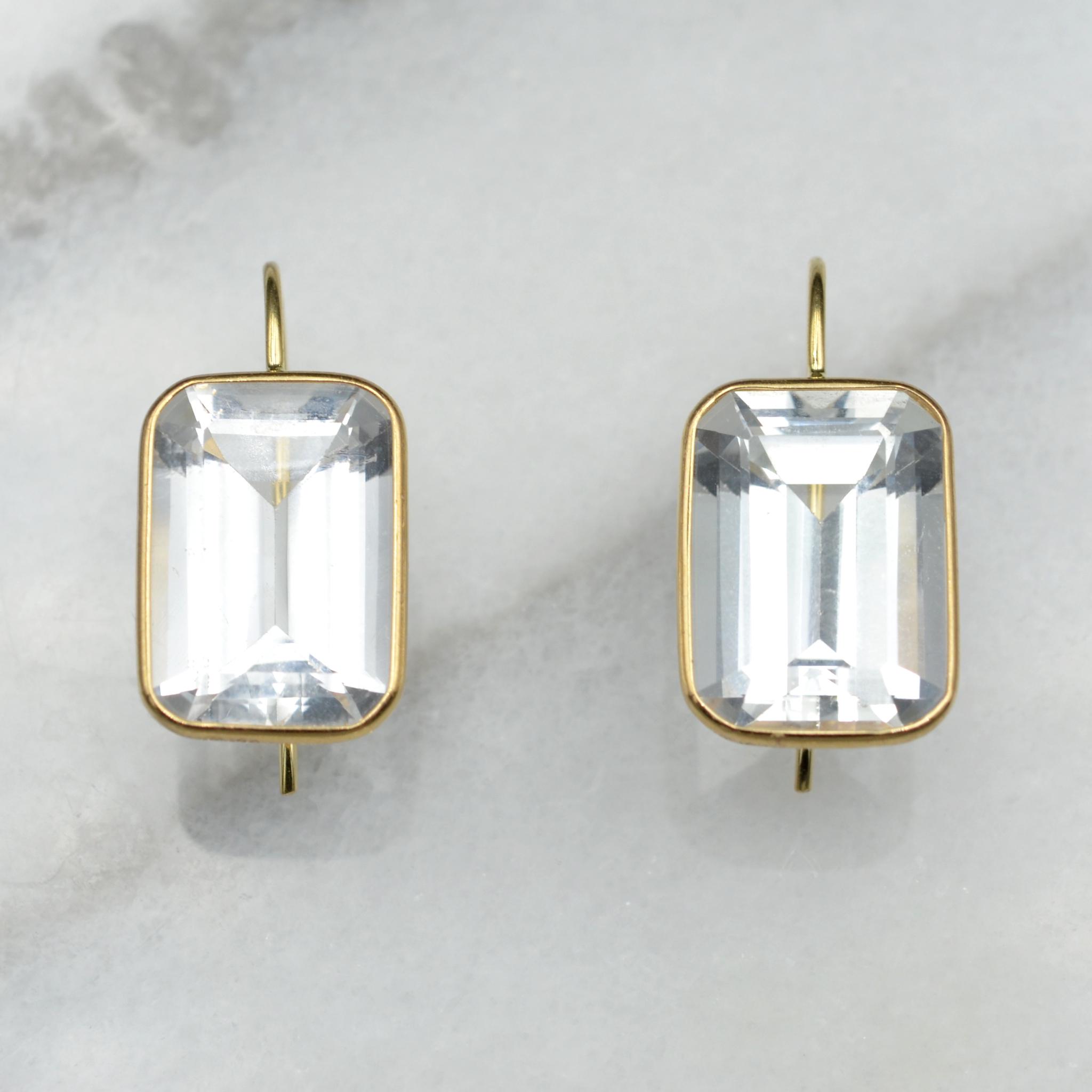 Vintage Colorless Topaz and 14k Gold Earrings - Etsy