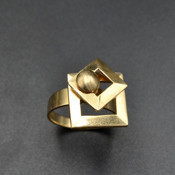 Vintage 14k Gold Motion Spinner Ring - Gem