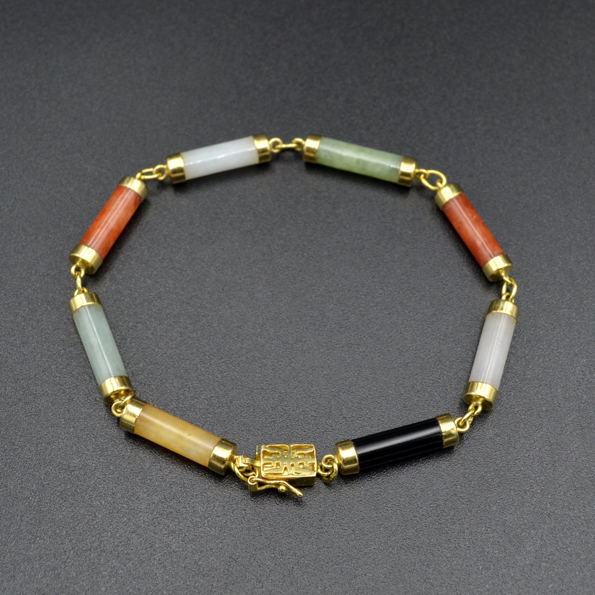 Vintage 14k Gold and Jade Link Bracelet - Etsy