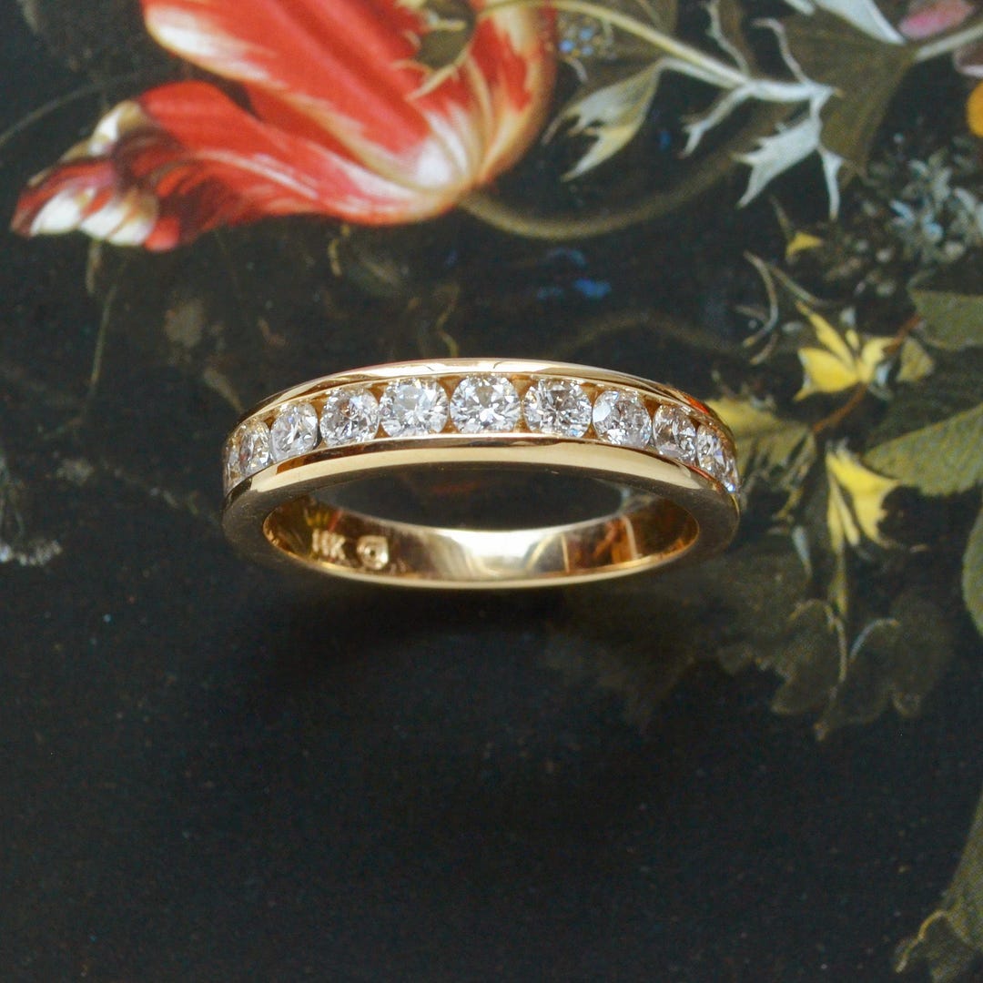 Vintage Channel Set Diamond and 14k Yellow Gold Ring - Etsy