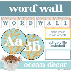 Editable Word Wall Display With Ocean Theme Under the Sea | Classroom ...