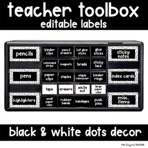 Editable Teacher Toolbox Labels With Black & White Speckled - Etsy