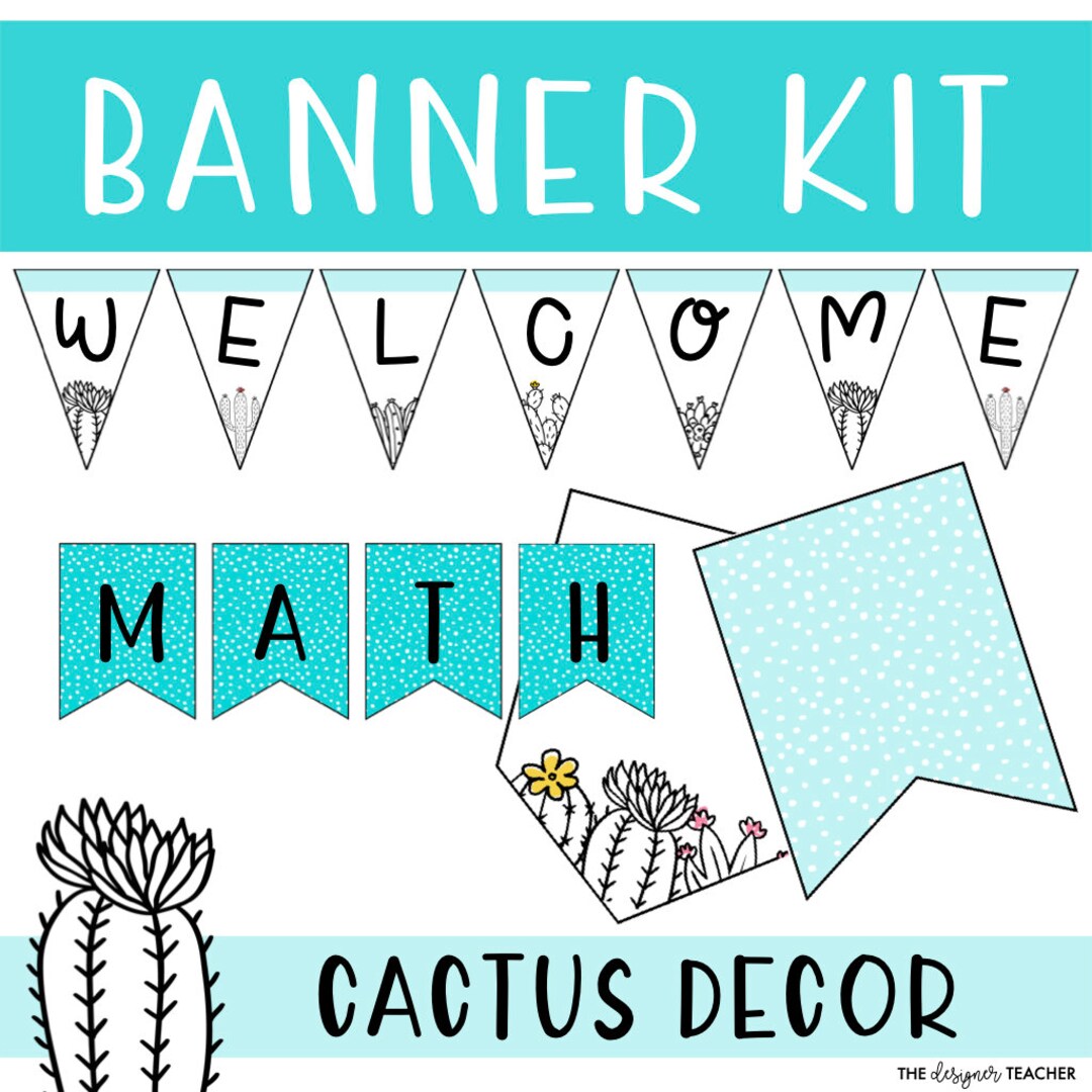Editable Letter Banner Pennants With Bright Plant Cactus Theme ...